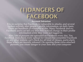 1)danger of facebook | PPTX | Internet | Computing
