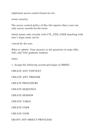 1 Database Security Lab 2 – Virtual Private Database.docx