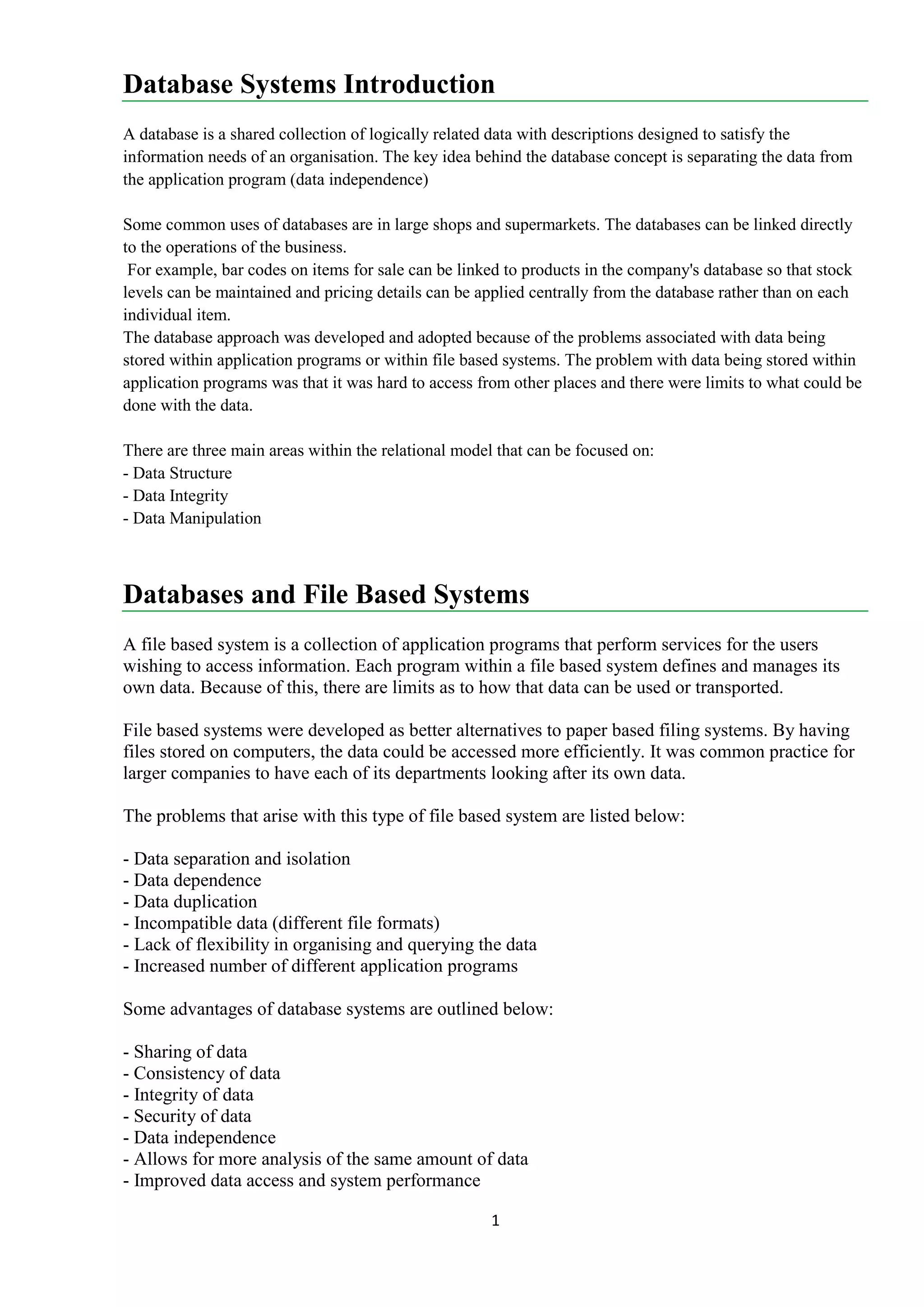 Database Systems - introduction | PDF