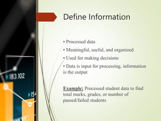 Data and information data processing activities | PPT