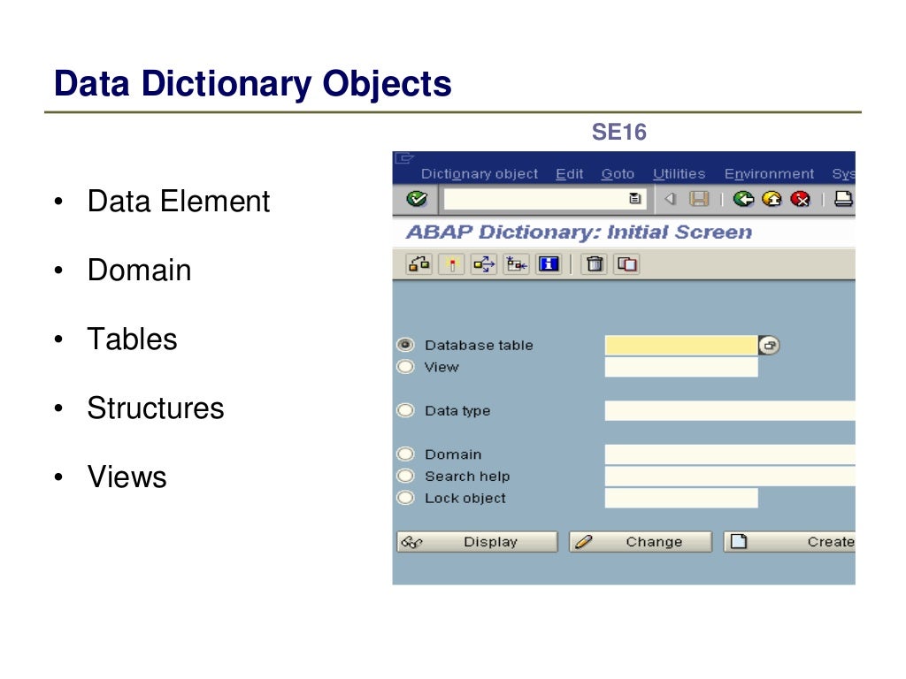 Sap Abap Data Dictionary