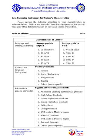 1 Data Gathering Tool for Trainees Characteristics.docx