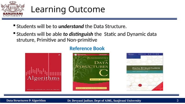 Classification of Data Structure: Primitive Vs Non Primitive, Static Vs Daynamic | PPSX