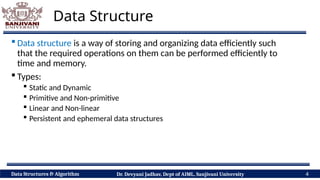 Classification of Data Structure: Primitive Vs Non Primitive, Static Vs Daynamic | PPSX