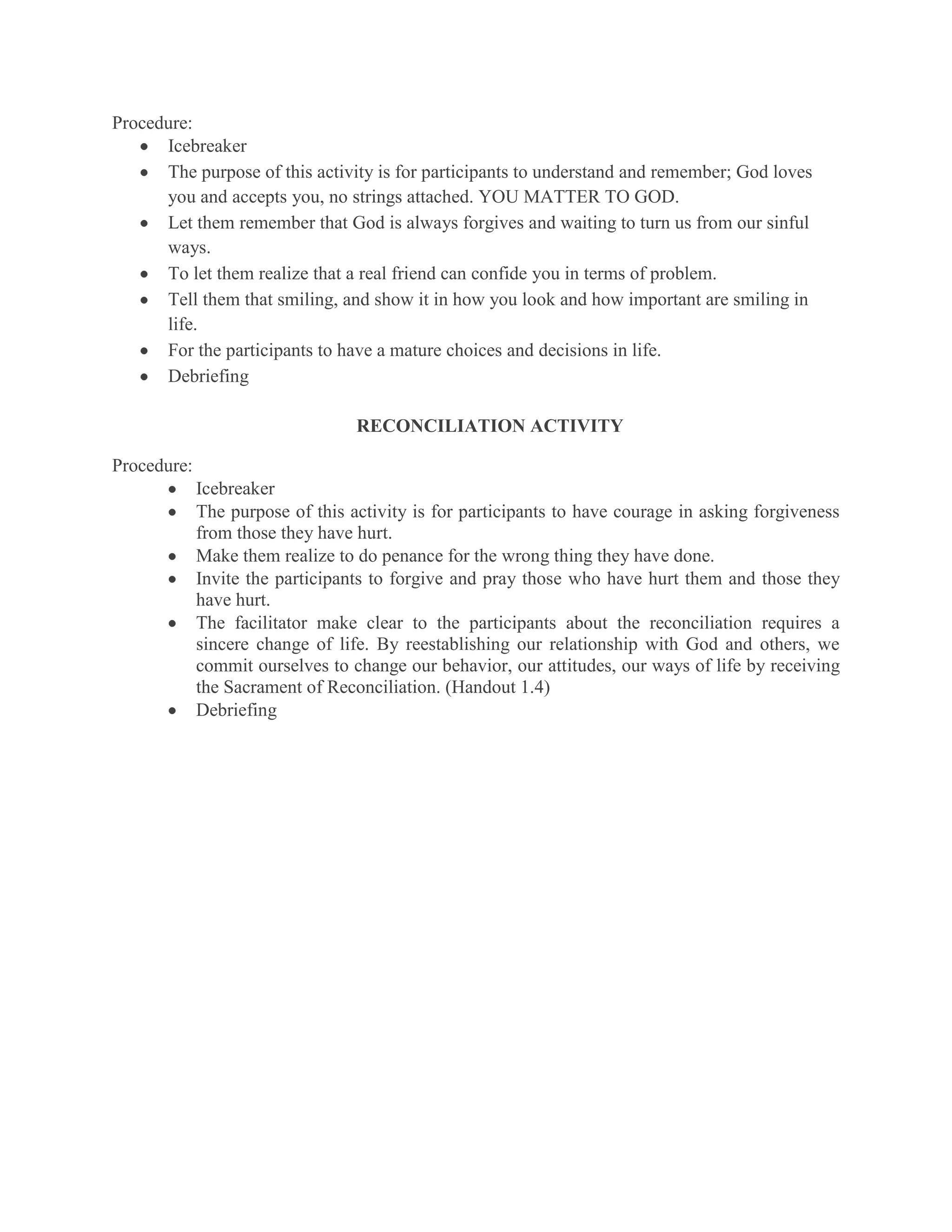 1 day recollection module | DOCX