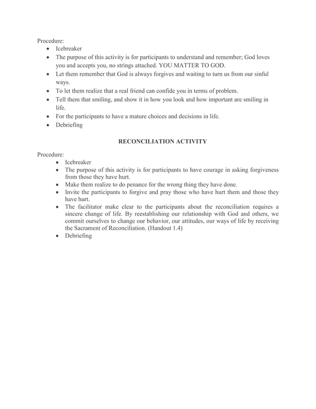 1 day recollection module | DOCX | Christianity | Religion & Spirituality