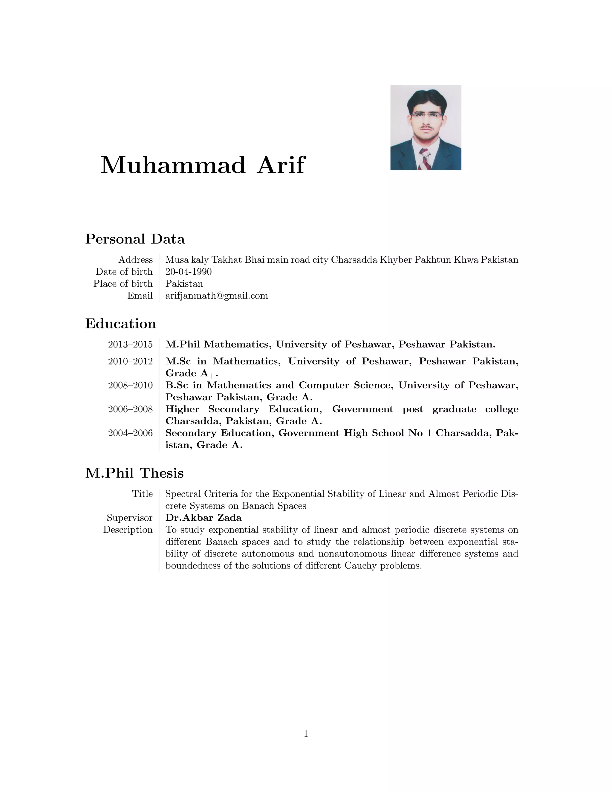 Muhammad Arif CV | PDF