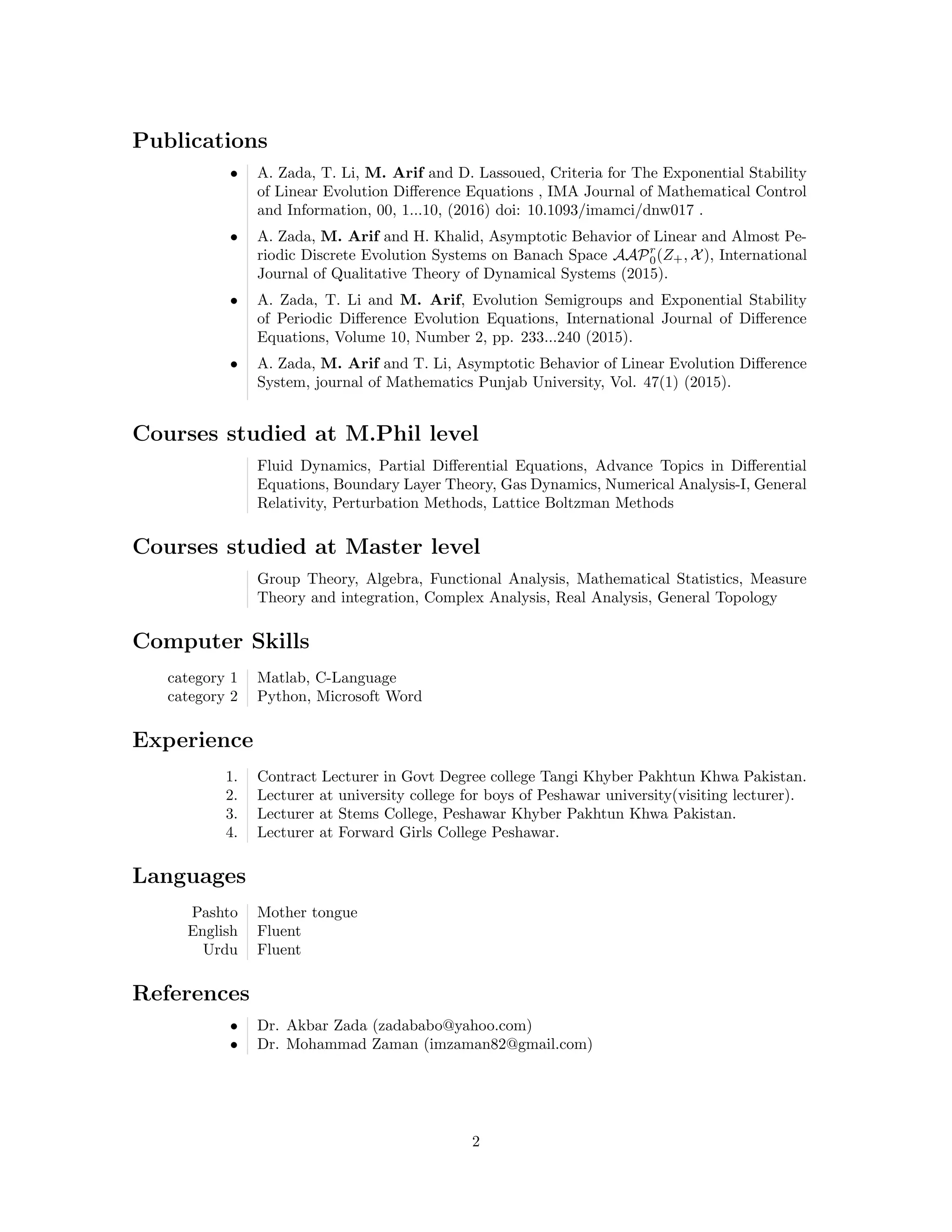 Muhammad Arif CV | PDF
