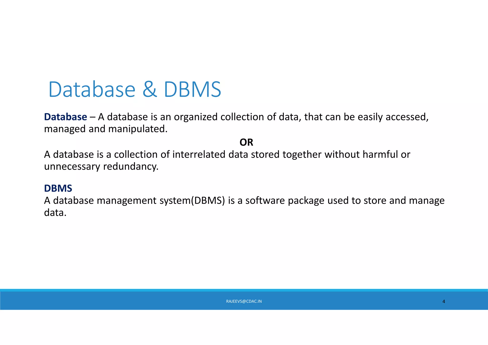 Dbms And Data Models In Introduction Pdf Databases Computer Software And Applications
