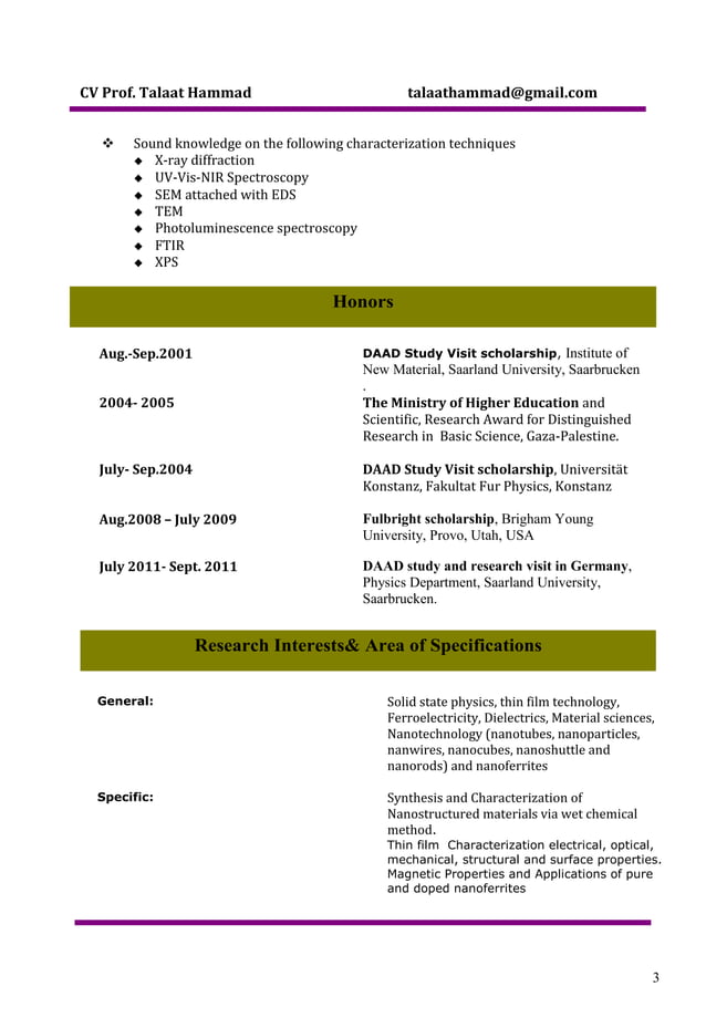 CV for Talaat M. Hammad | PDF | Chemistry | Science