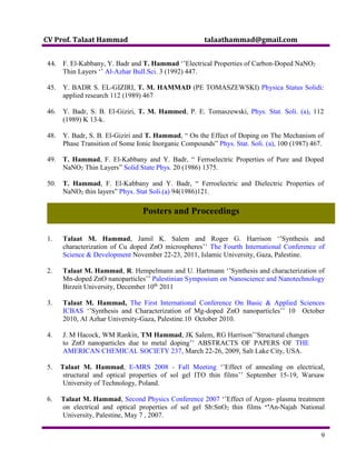 CV for Talaat M. Hammad | PDF | Chemistry | Science