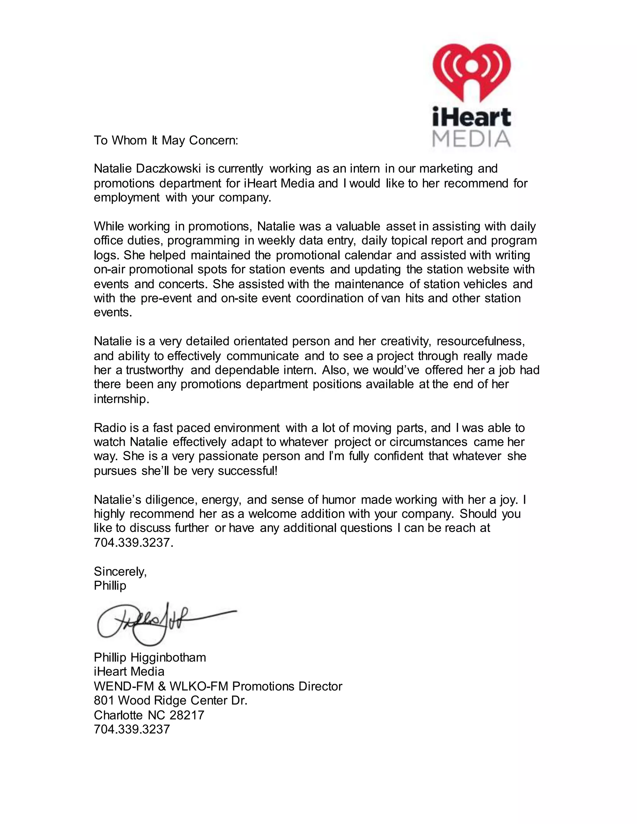 Natalie Daczkowski- Recommendation Letter | DOCX