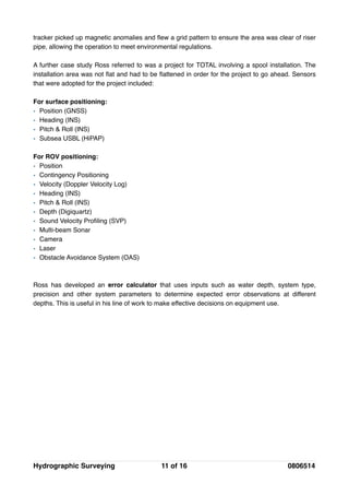 A log book of Hydrographic Survey presentations | PDF