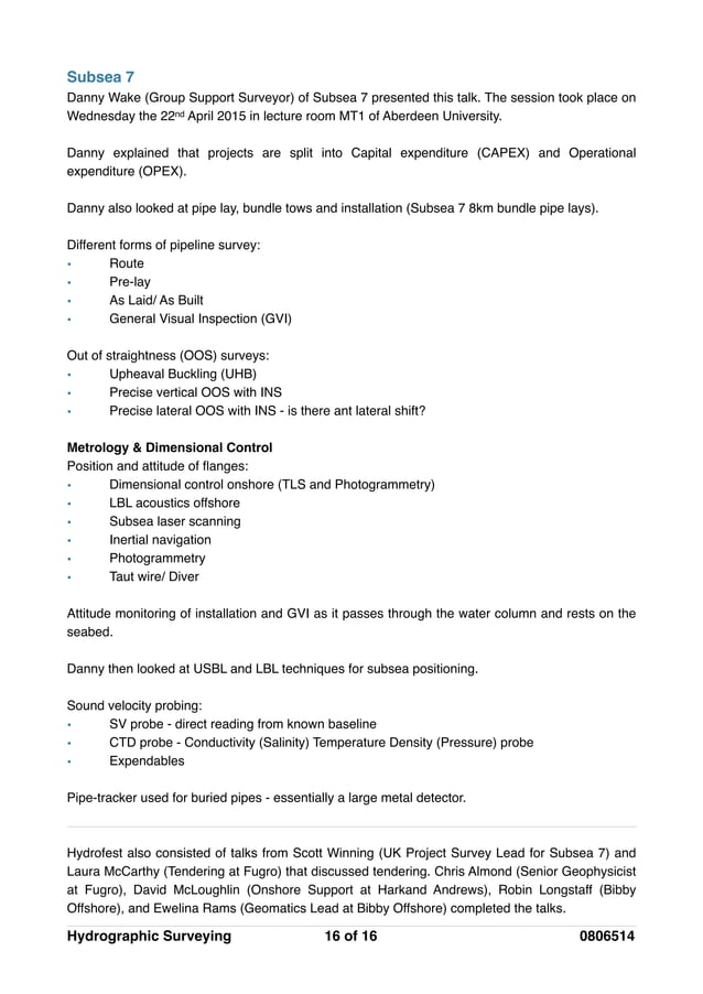 A log book of Hydrographic Survey presentations | PDF