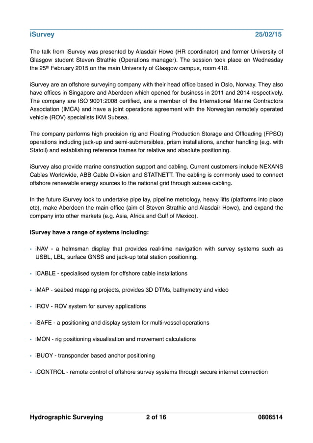 A log book of Hydrographic Survey presentations | PDF