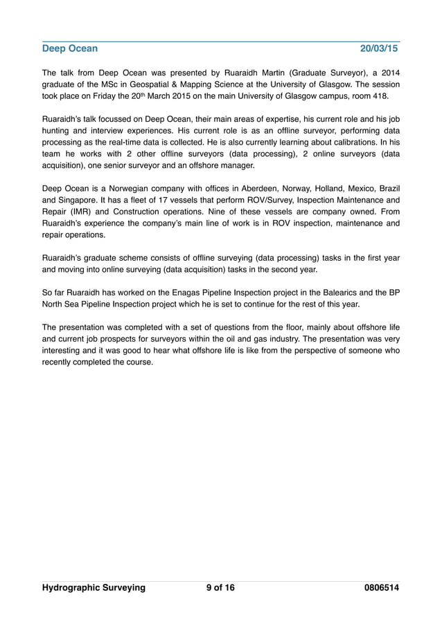 A log book of Hydrographic Survey presentations | PDF