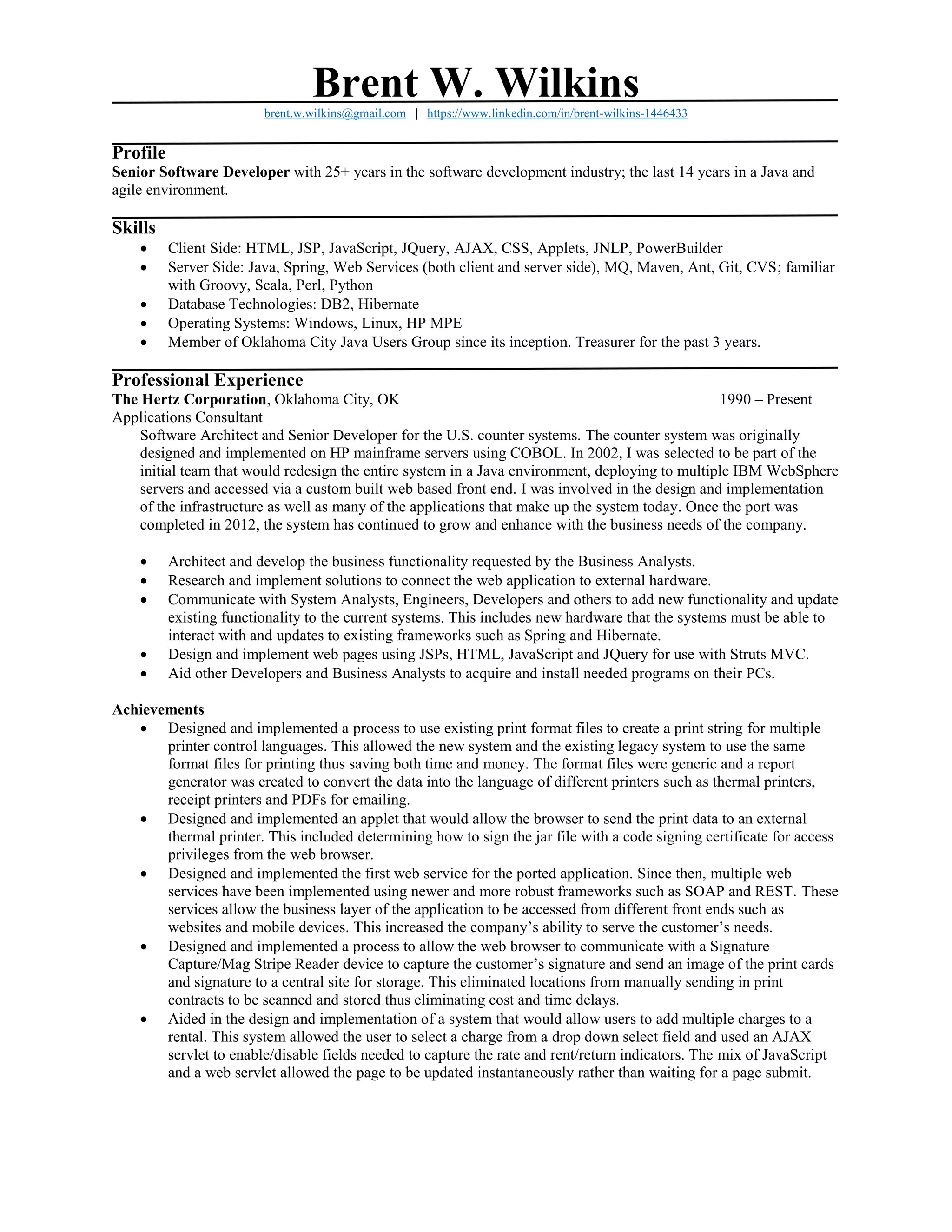 Brent Wilkins Resume | PDF