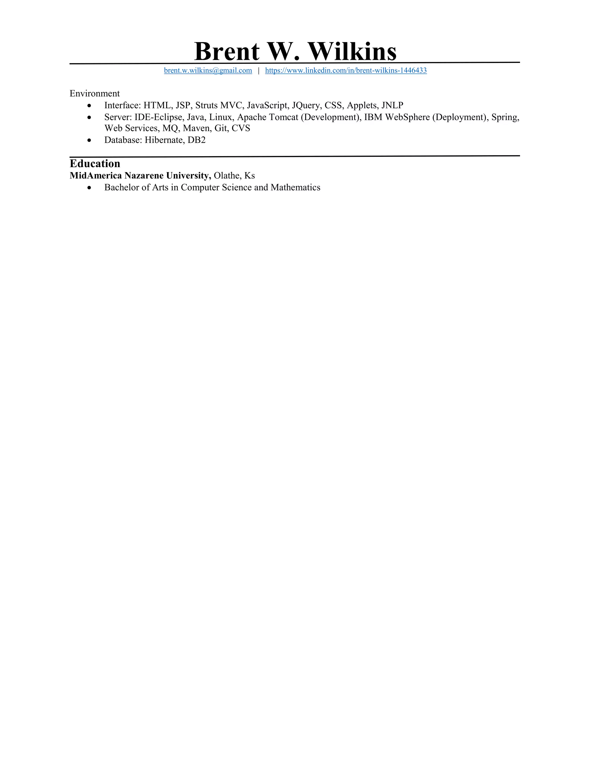 Brent Wilkins Resume | PDF