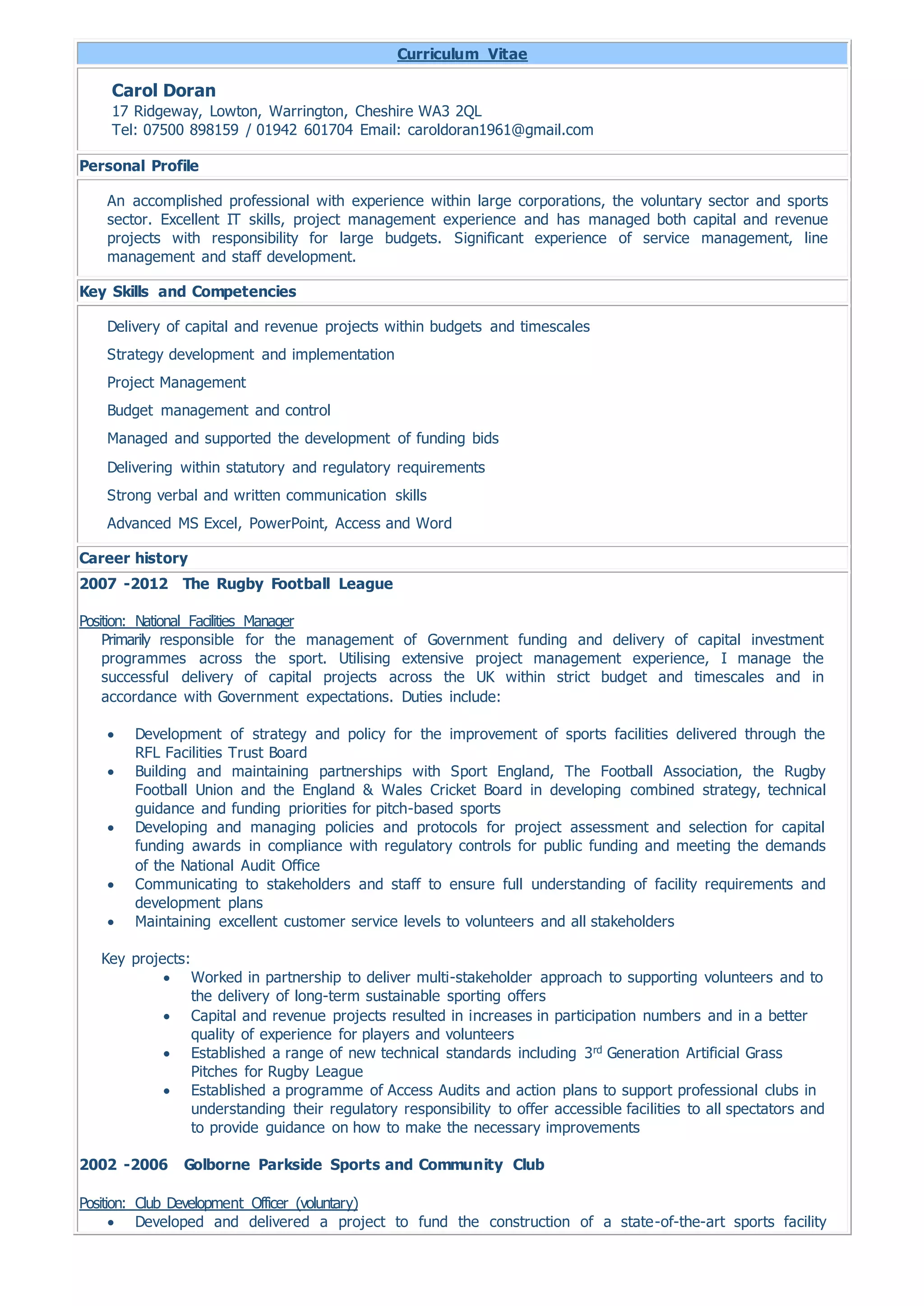 Carol Doran CV | DOCX