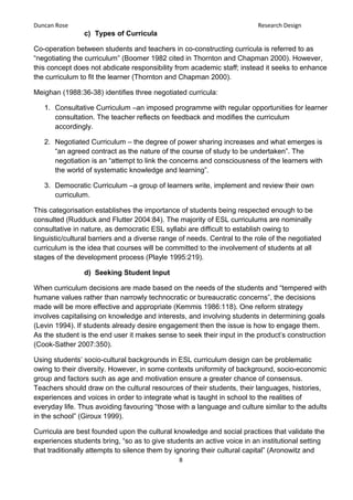 The Role of Student Voice in Curriculum Design - Final Draft | PDF