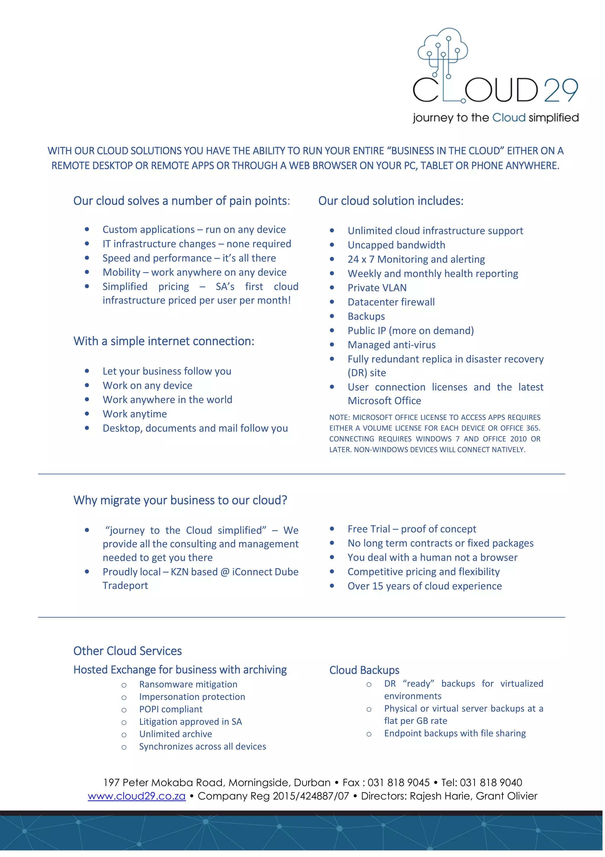 CLOUD29 Features | PDF