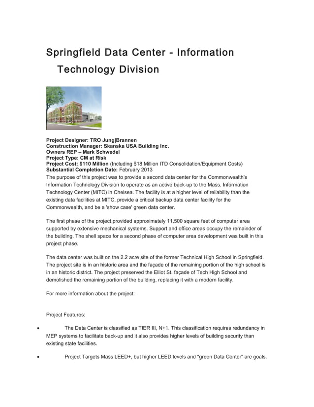 Springfield Data Center | DOC | Technology & Computing