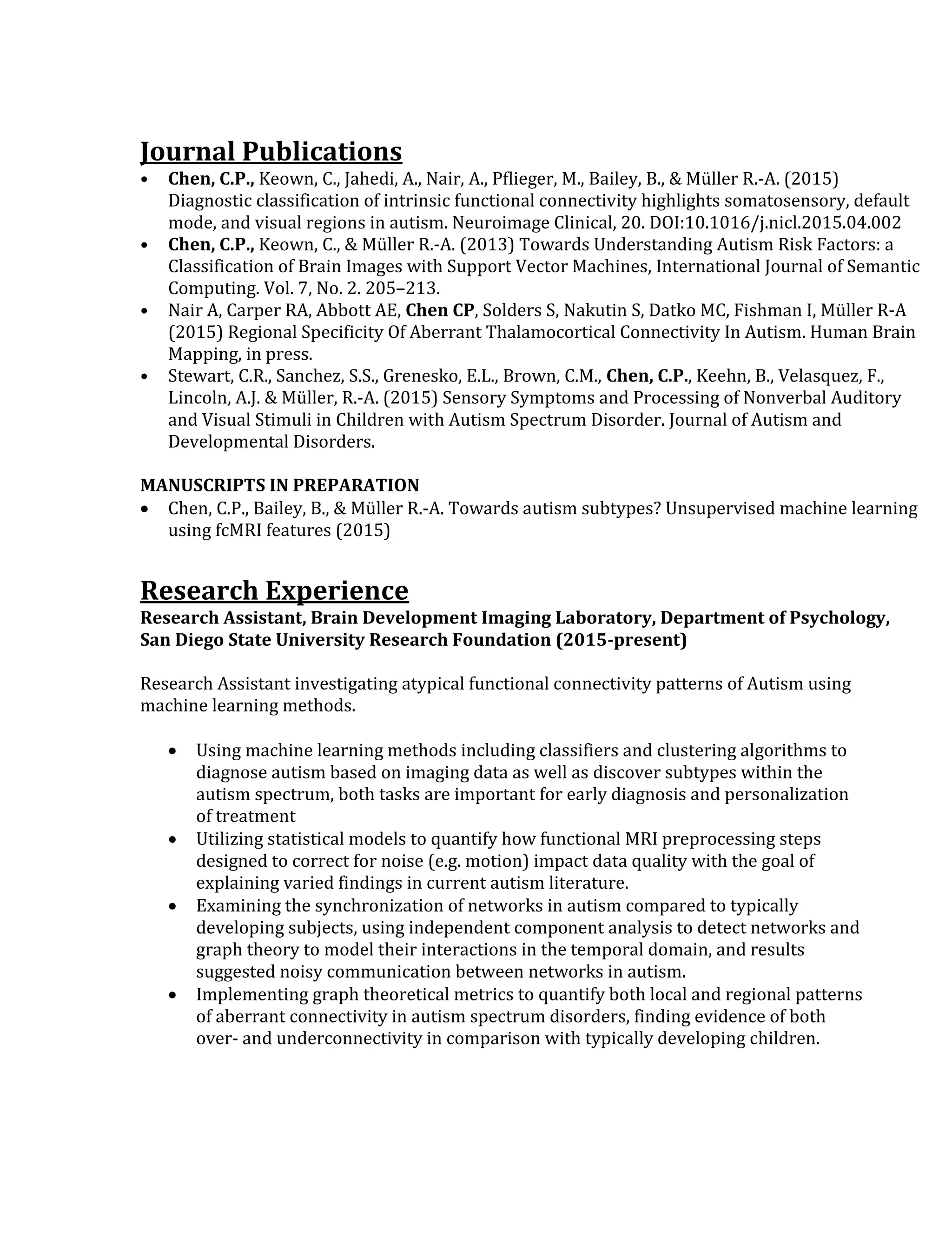 CV_ColleenChen_2015 | PDF | Computer Networking | Computing