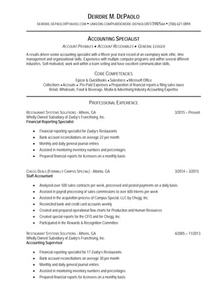 Deirdre DePaolo Resume | PDF | Business Accounting & Finance | Business