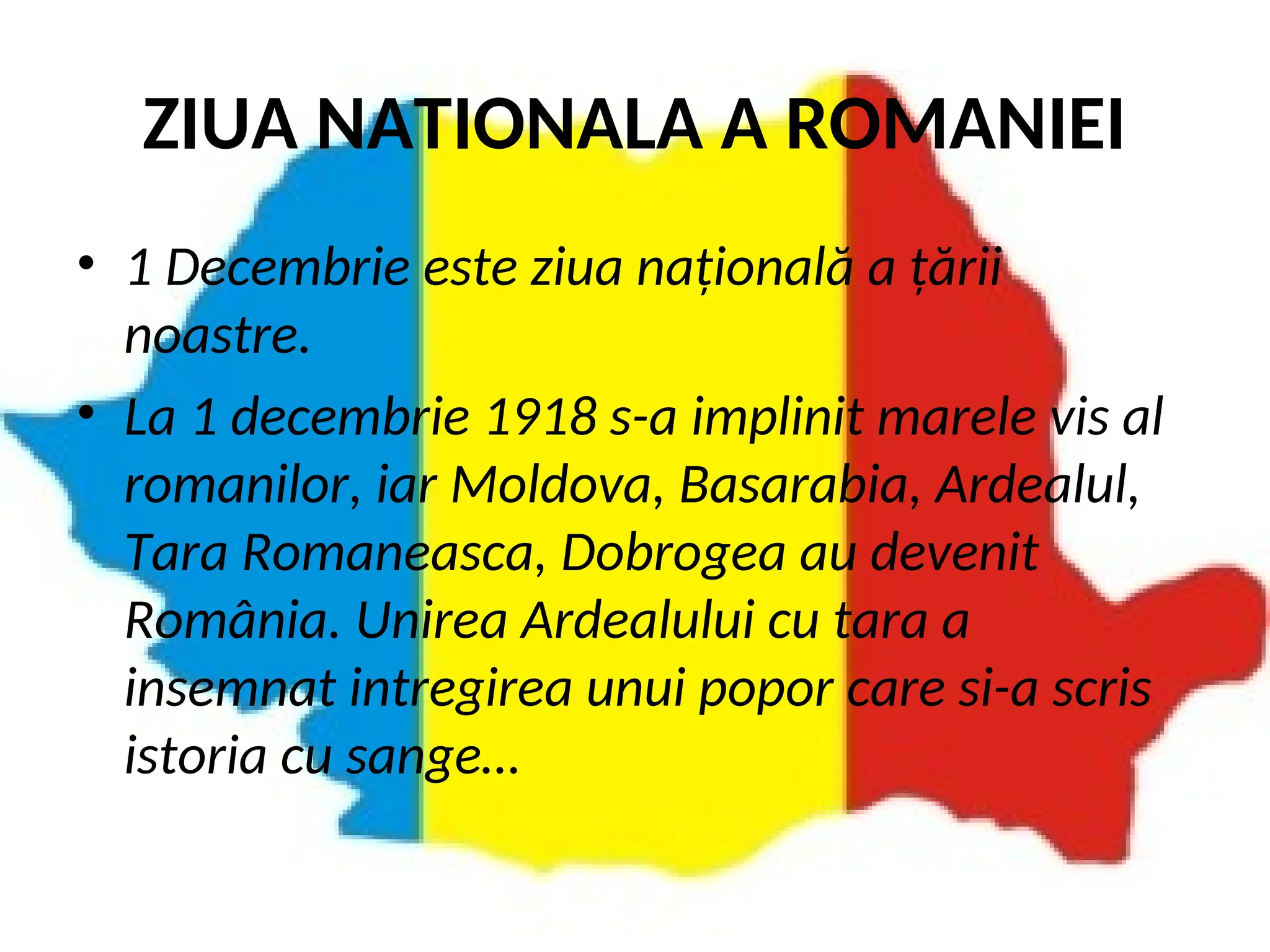 1 decembrie 1918 Marea Unire actiuni in favoarea unirii intr-un singur stat | PPT