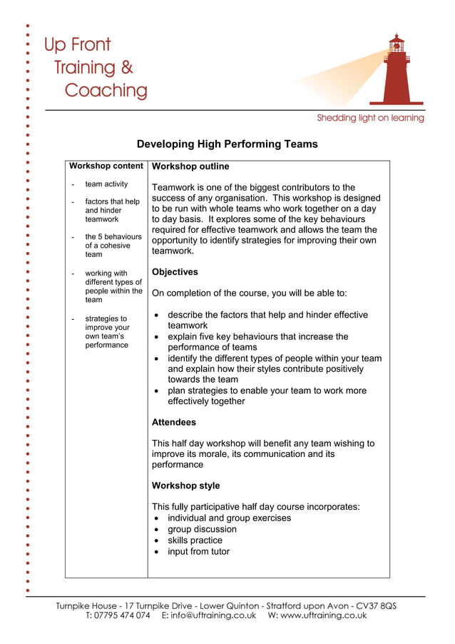 Developing high performing teams - overview | PDF