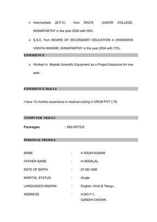 ARUN RESUME- | DOC