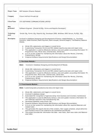 SACHIN_Cv | DOCX | Databases | Computer Software and Applications