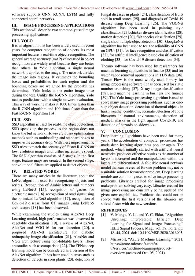 Deep Learning Applications and Image Processing | PDF