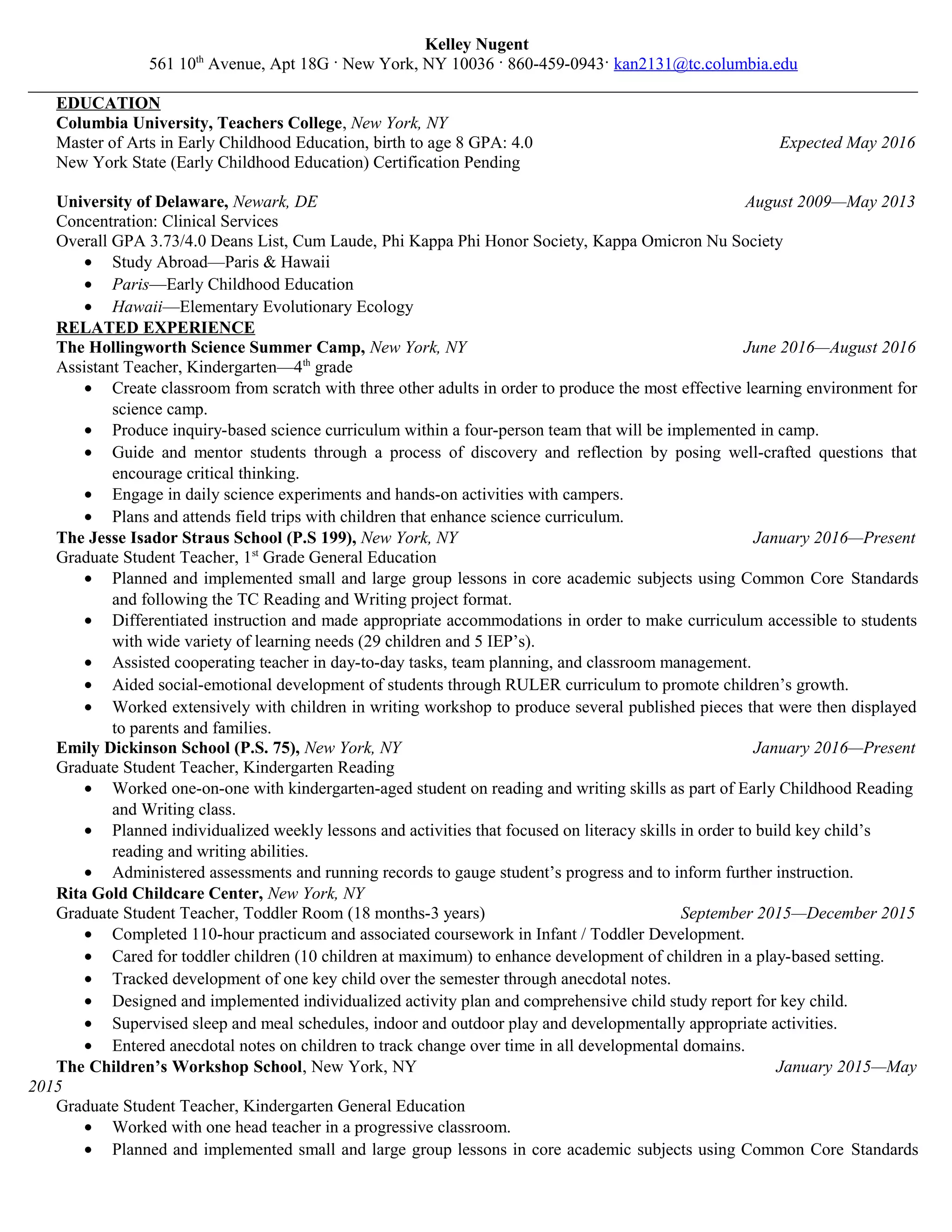 Kelley Nugent Resume (2016) | DOC