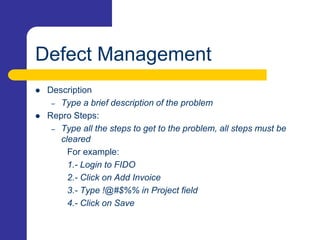 defect tracking and management | PPTX