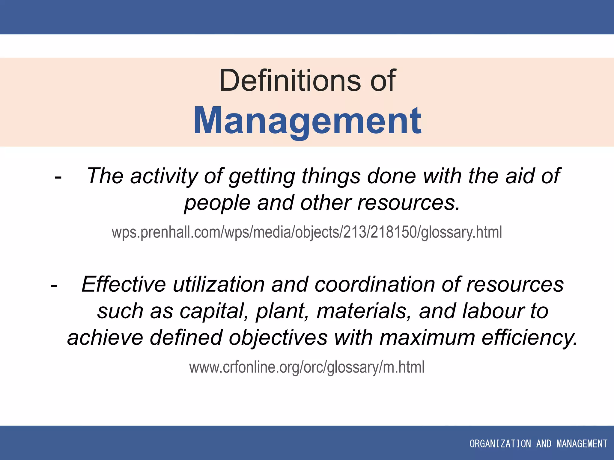 definition and functions of management | PPTX