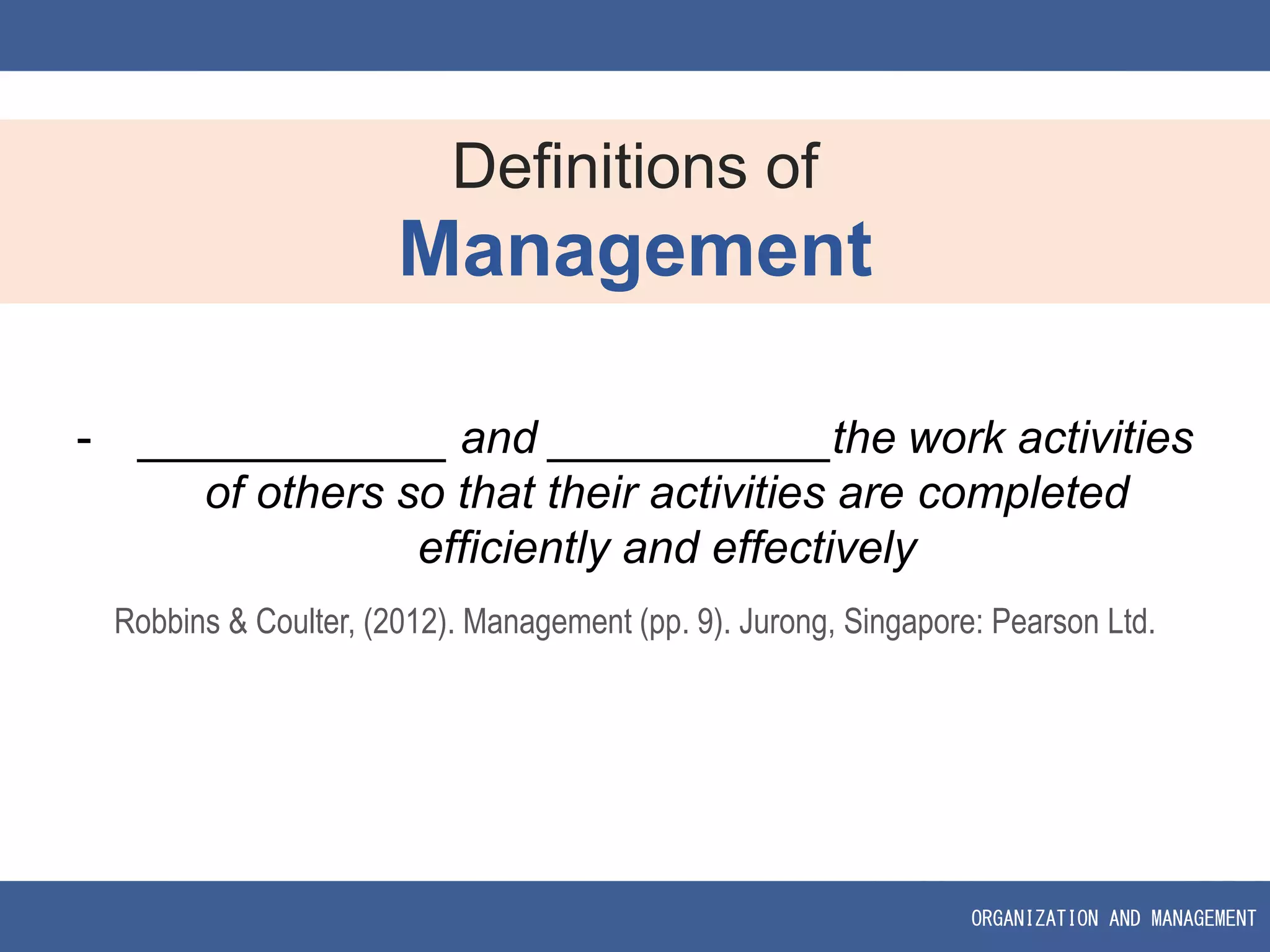definition and functions of management | PPTX