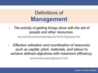 definition and functions of management | PPTX