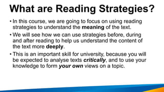 Reading Comprehension Strategies for ESL Students | PPTX