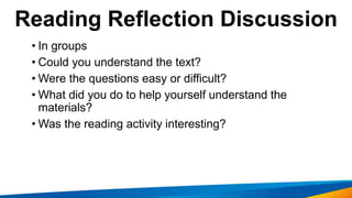 Reading Comprehension Strategies for ESL Students | PPTX