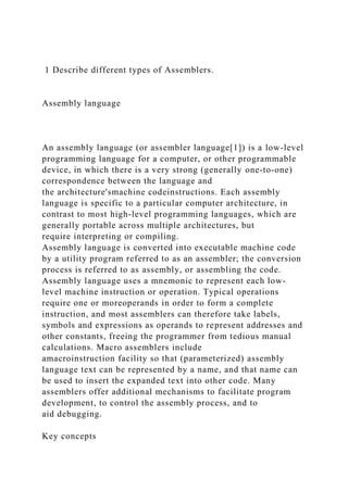 Different Types of Assemblers | PDF