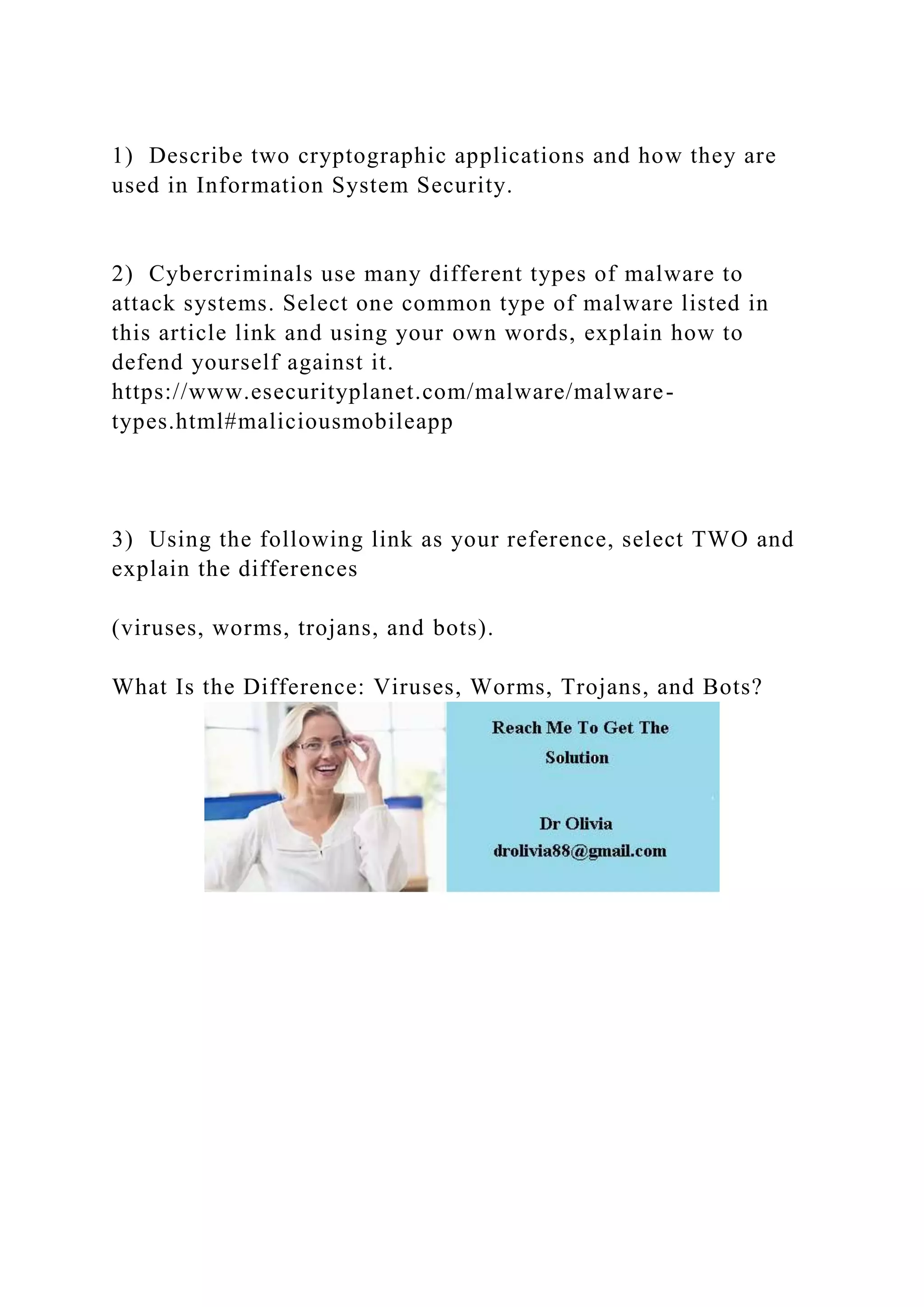 1 Describe Two Cryptographic Applications And How They Are Used In Docx