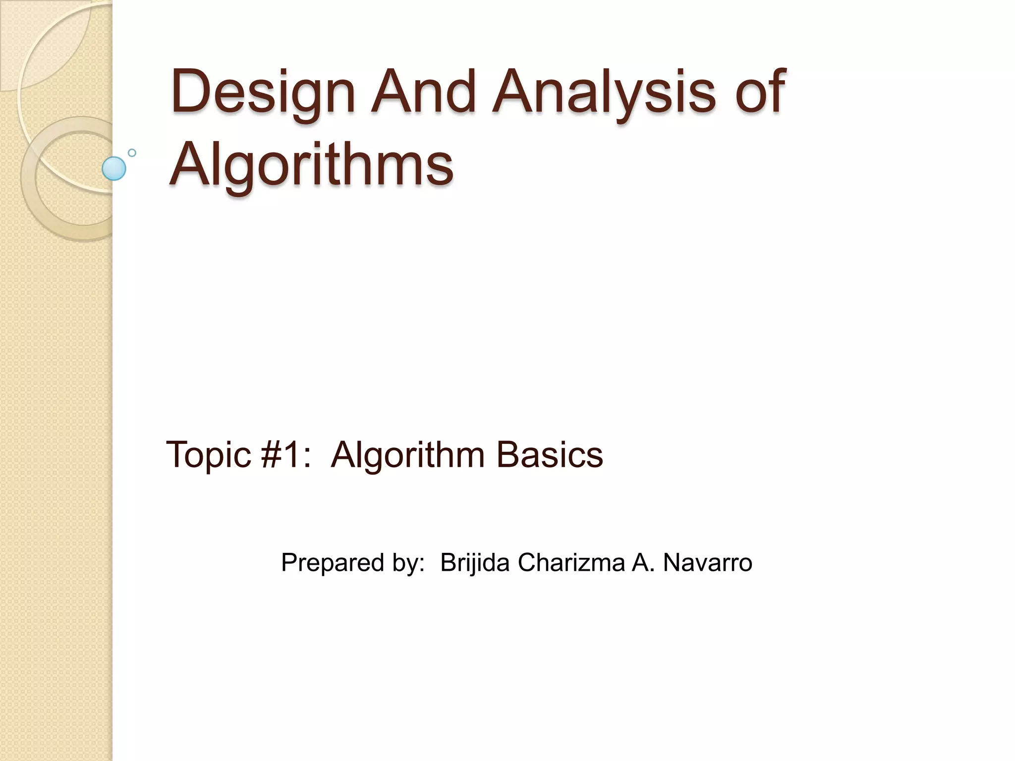#1 designandanalysis of algo | PPTX