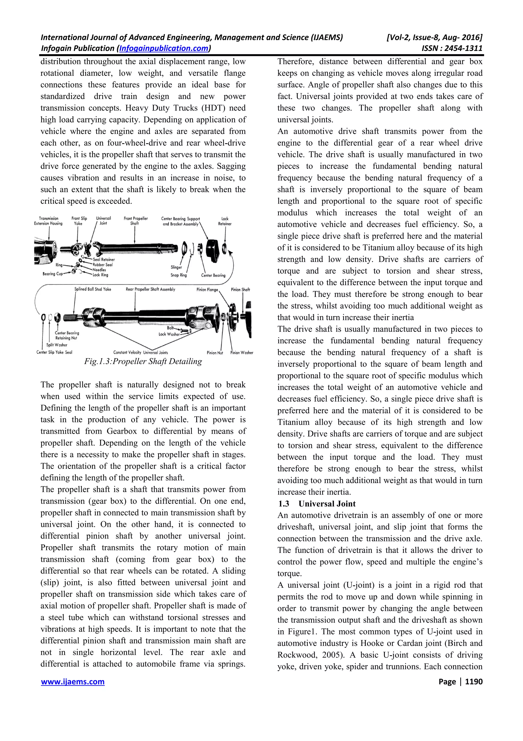 design, failure analysis and optimization of a propeller shaft for ...