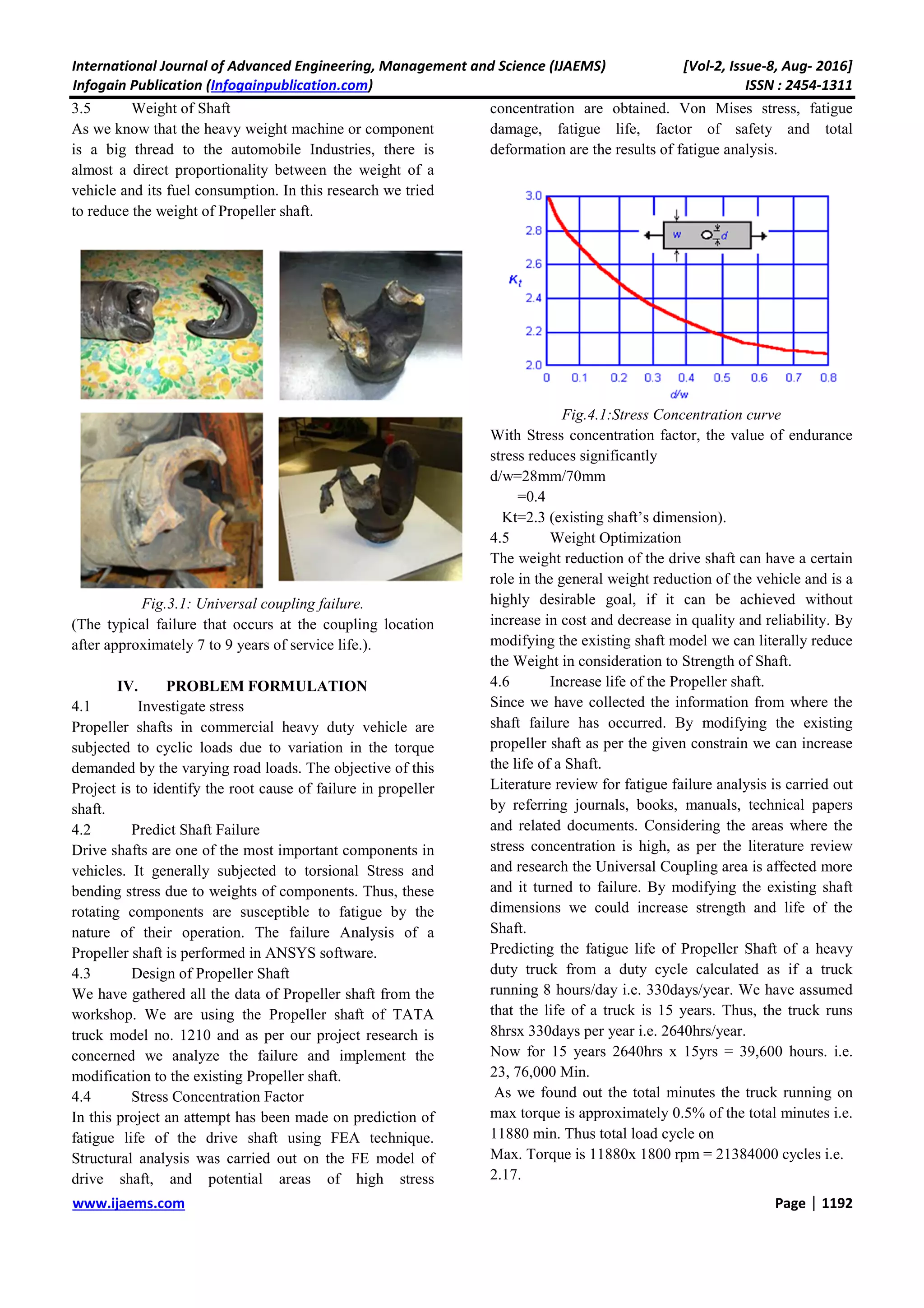 design, failure analysis and optimization of a propeller shaft for ...