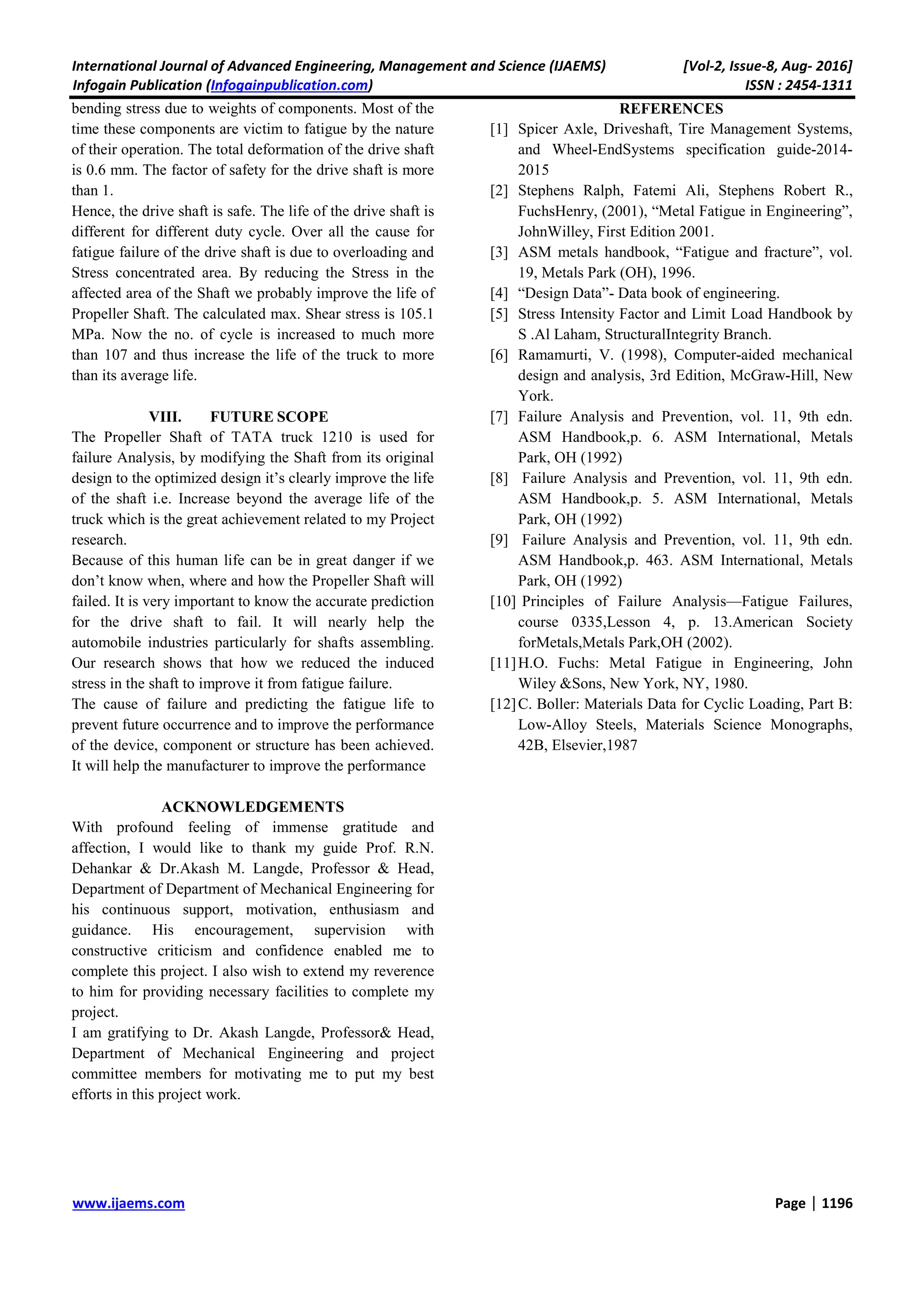 design, failure analysis and optimization of a propeller shaft for ...
