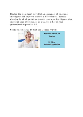 1)detail the significant ways that an awareness of emotional intelli.docx
