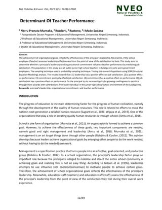 Determinant of Teacher Performance | PDF