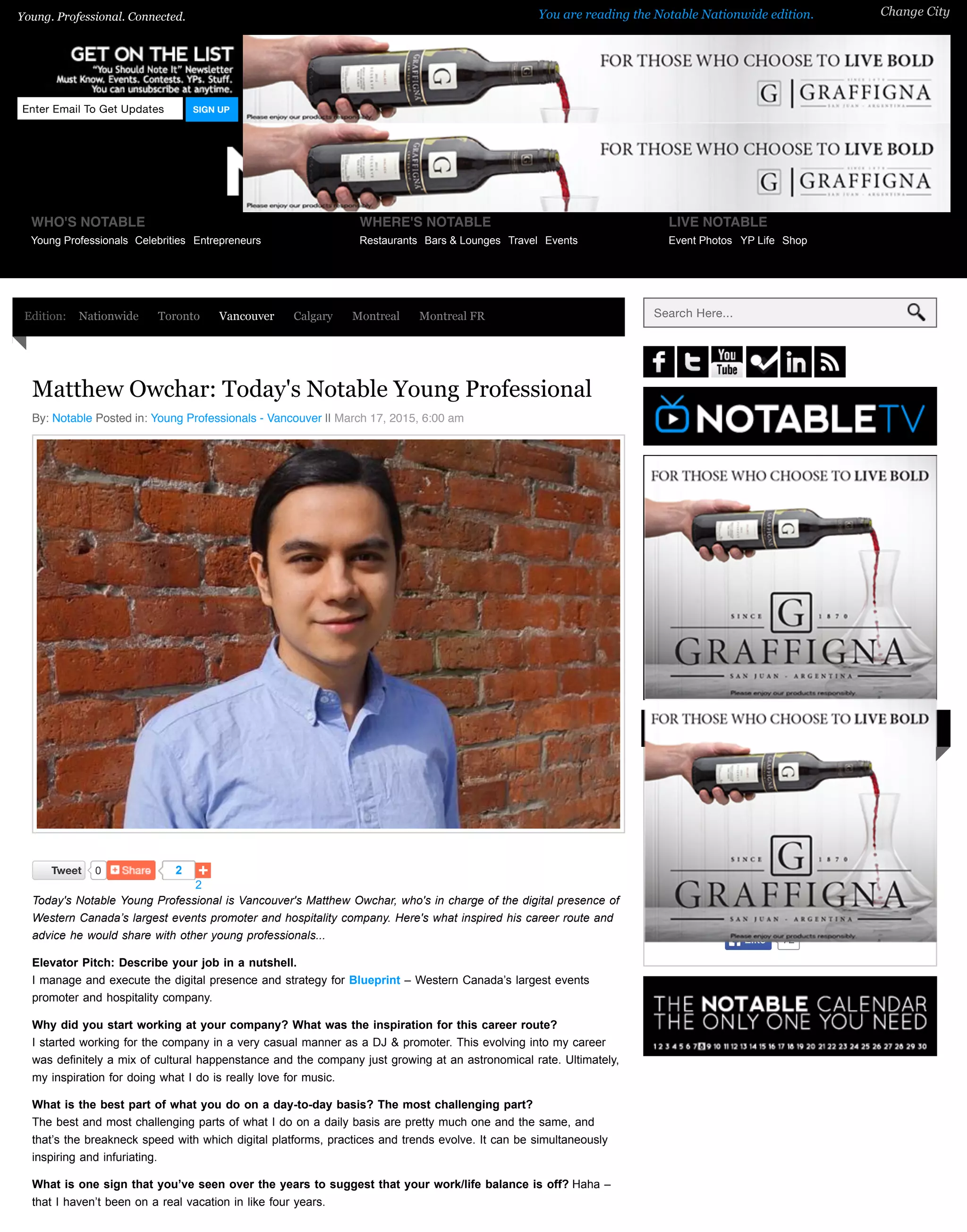 Notable.ca | Matthew Owchar Todays Notable Young Professional | PDF