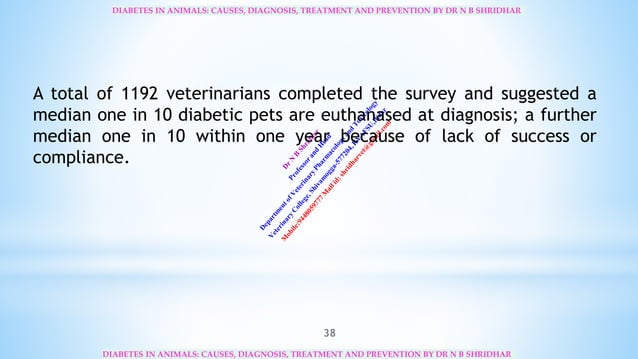 DIABETES IN ANIMALS: CAUSES, DIAGNOSIS AND PHARMACOLOGICAL MANAGEMENT ...